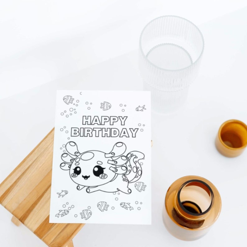 Printable Color in Kids BIRTHDAY CARDS, Set of 4 DIY Cards, Kids ...