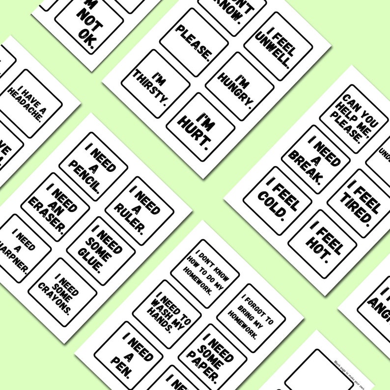 Printable Communication Cards, Selective Mutism, Communication Board ...