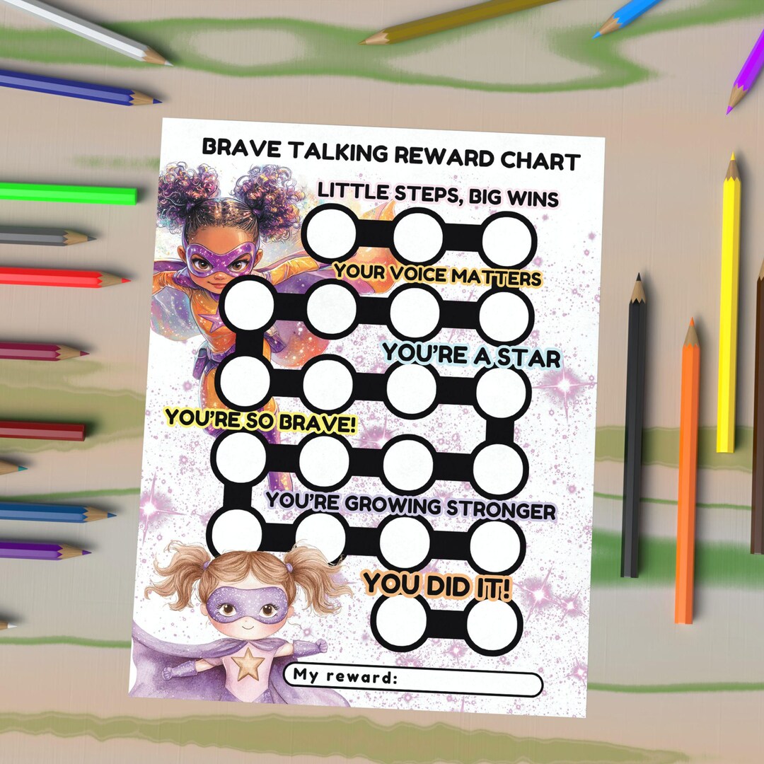 Printable Brave Talking Reward Chart for Kids - Selective Mutism - Non ...