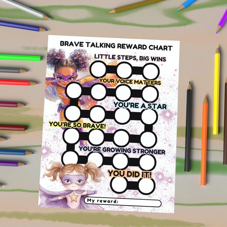 Printable Brave Talking Reward Chart for Kids - Selective Mutism - Non ...