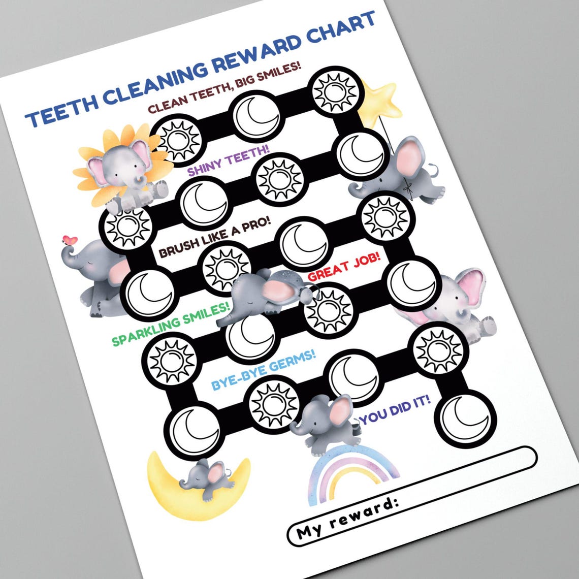 Printable Teeth Cleaning Reward Chart for Kids - Kids Reward System ...