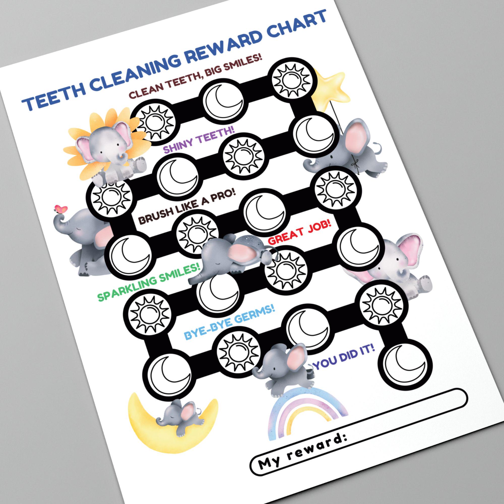 Printable Teeth Cleaning Reward Chart for Kids - Kids Reward System ...