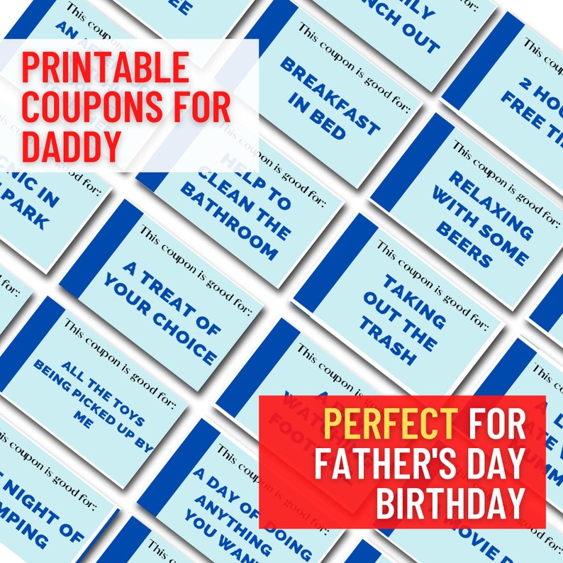 Printable Editable Coupons FOR DADDY, Printable Daddy Gifts, Printable ...