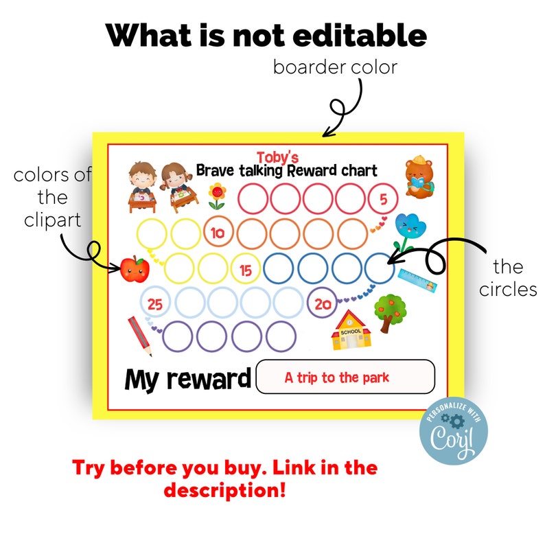 Printable Editable Brave Talking Reward Chart - Edit With Corjl ...