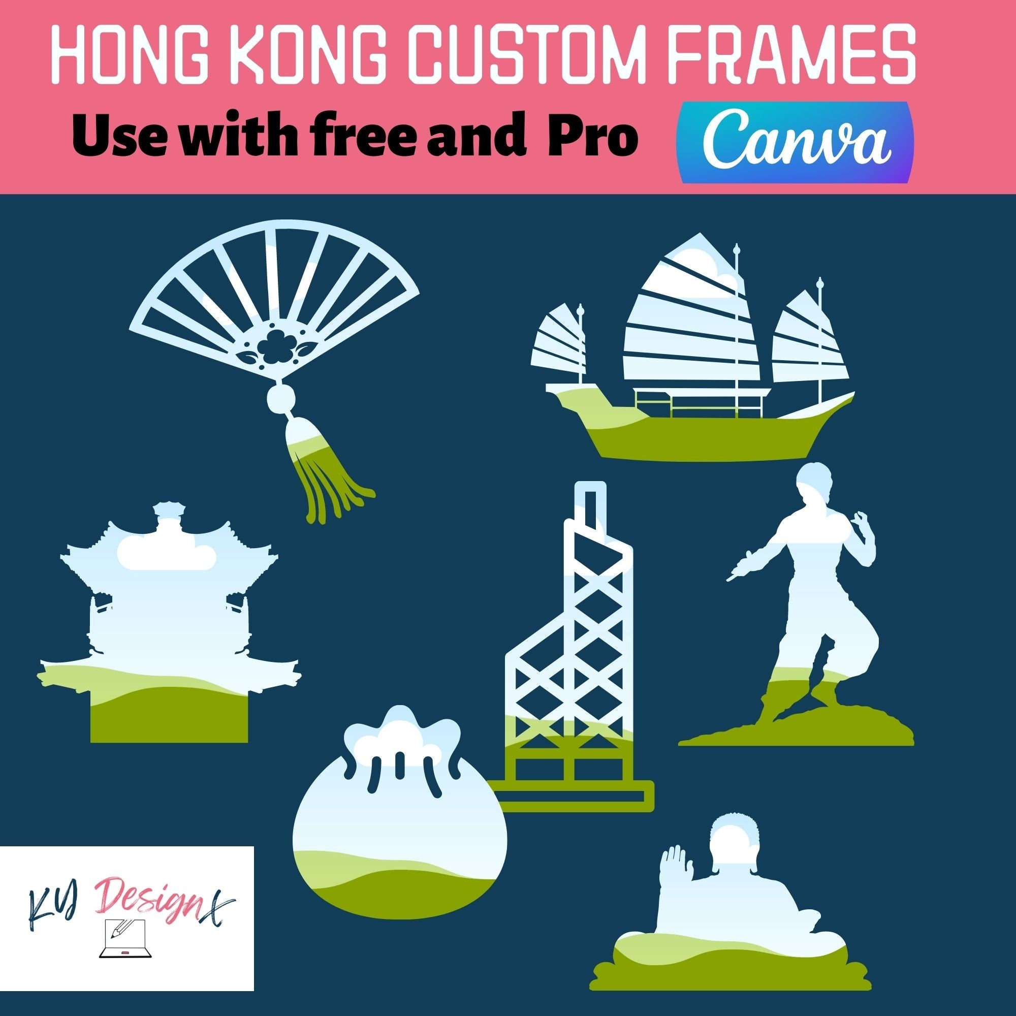 Custom Made Hong Kong Frames for Canva - Hong Kong Templates, Canva ...