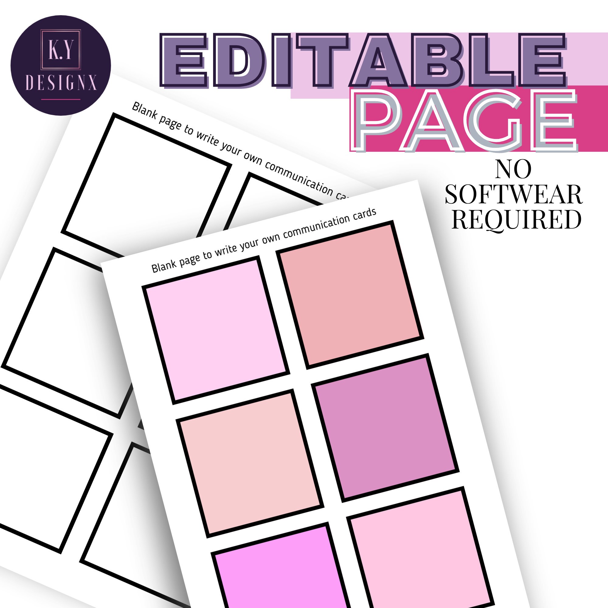 Selective Mutism, 202 Pink Printable Visual Communication Cards, Non ...