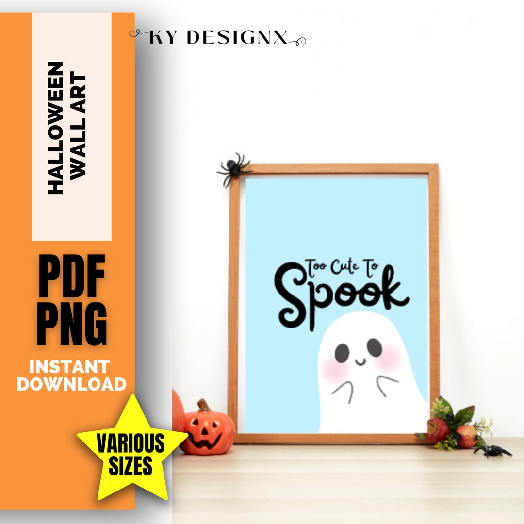 Blue Too Cute to Spook Wall Art, Kids Halloween Printable, Childrens ...