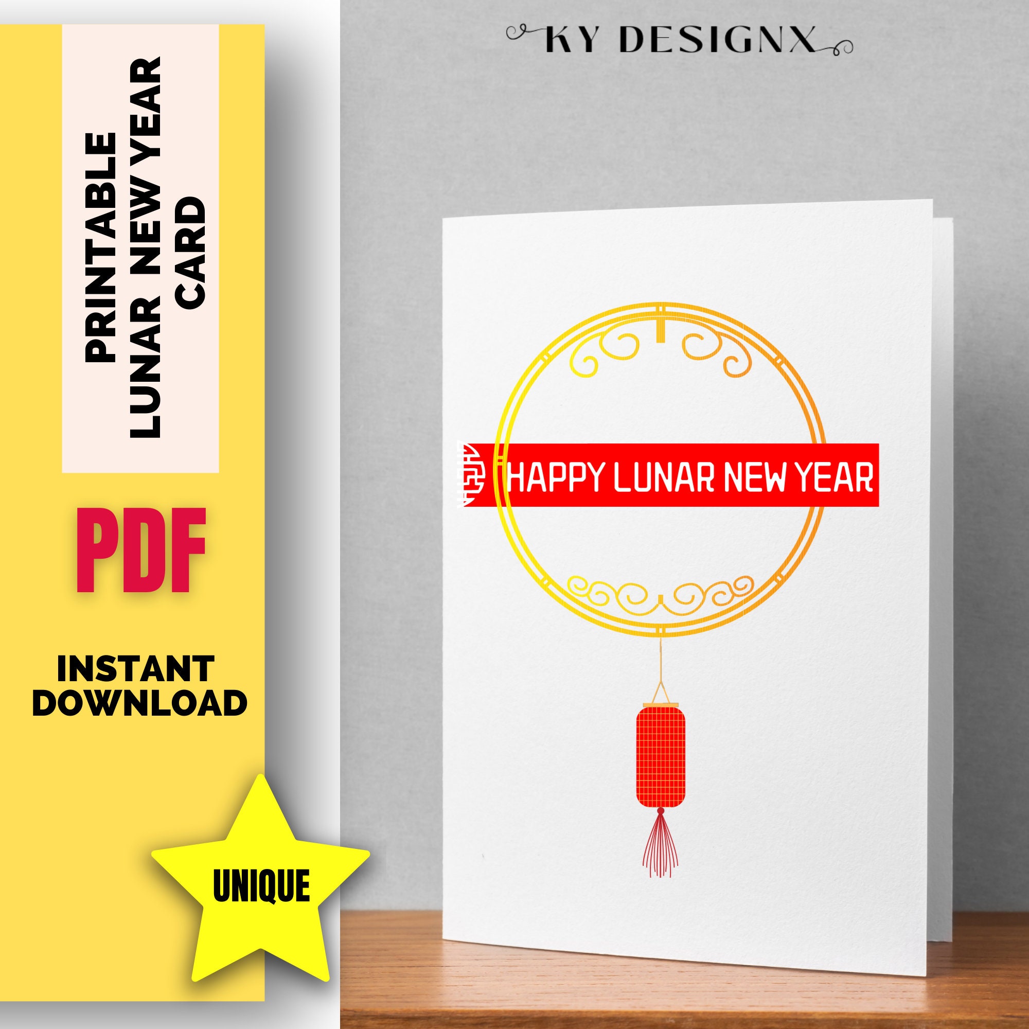 Printable Lunar New Year Greetings Card, Lunar Year Printable, Spring ...