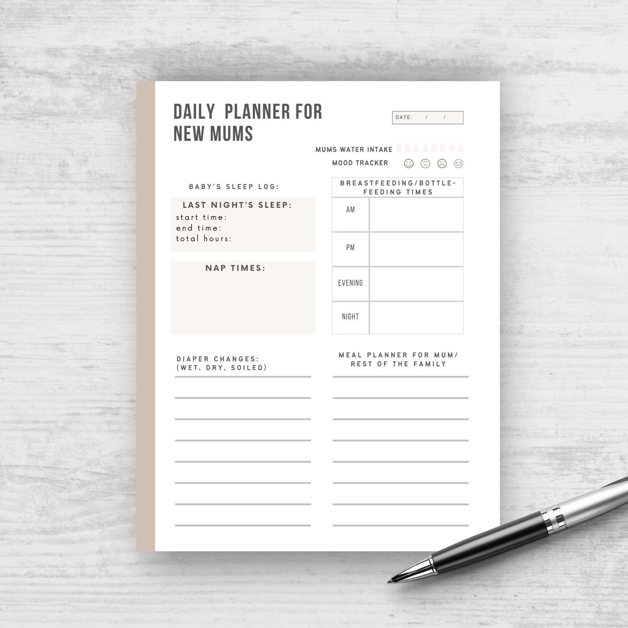 Printable Daily Planner for New Mums - Motherhood Daily Schedule - Baby ...