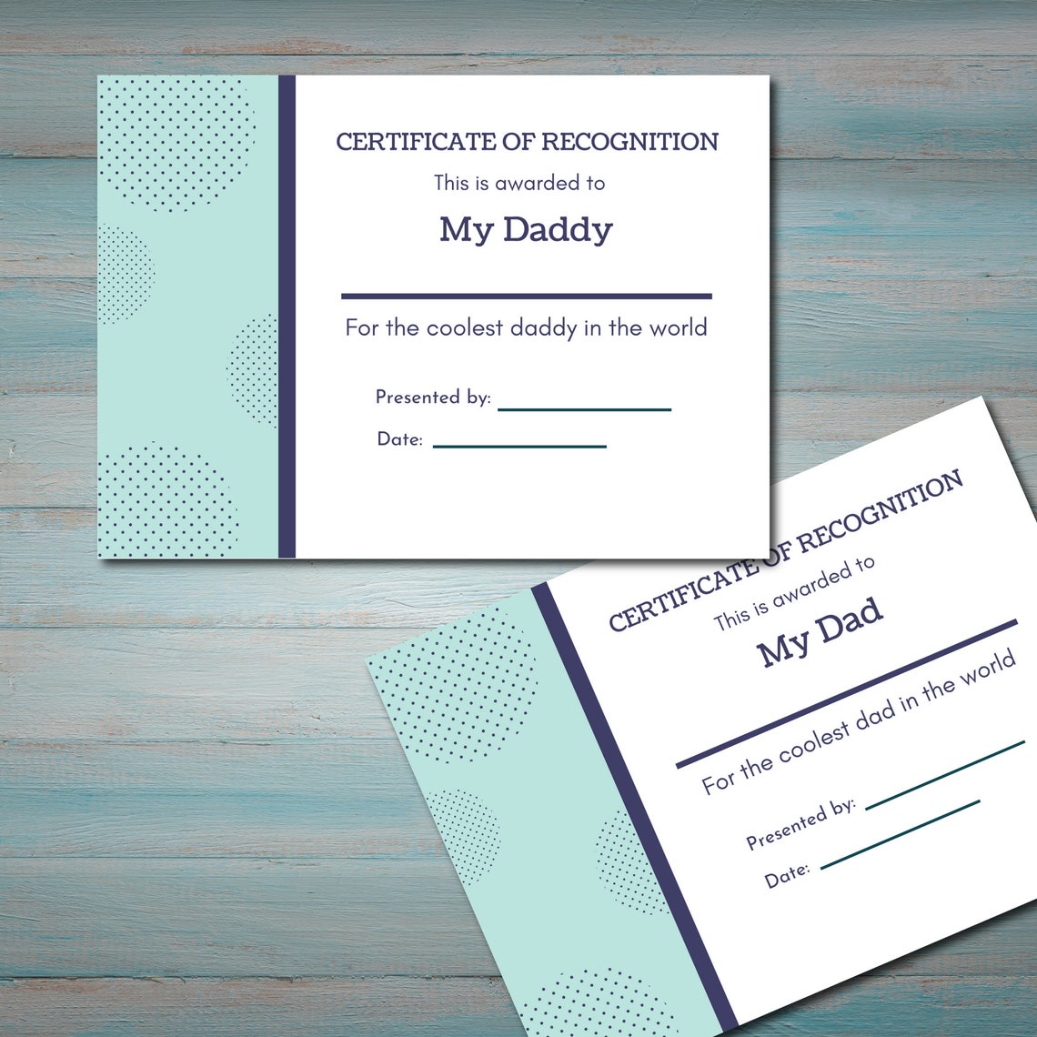 Dads Printable Certificate / Daddy Certificate / Coolest Daddy | Etsy