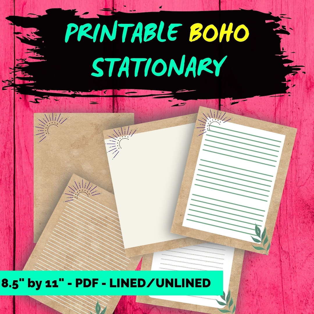 5 Printable BOHO Style Stationary Paper. Writing Stationery, Stationery ...