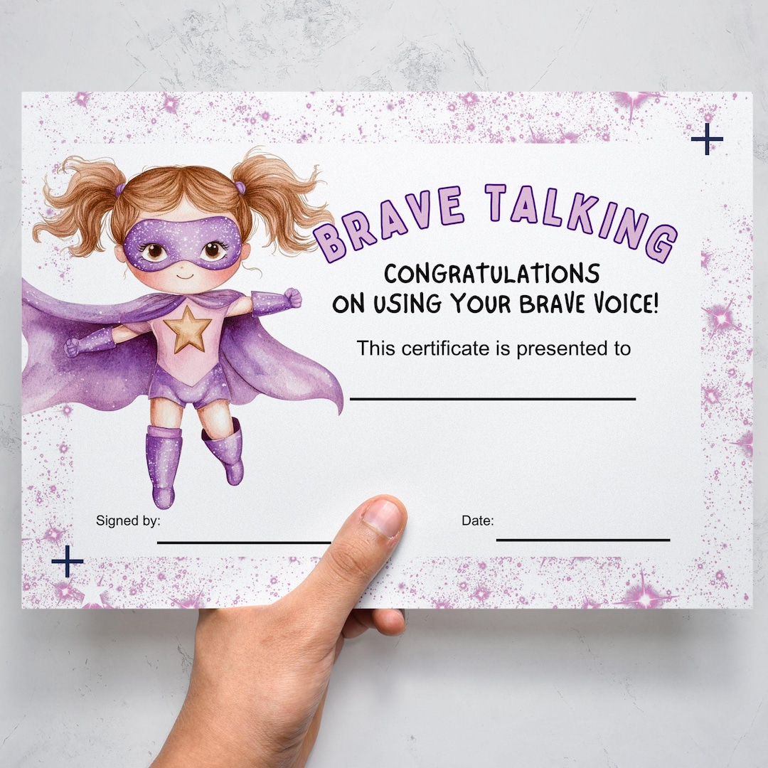 Printable Brave Talking Certificate - Selective Mutism - Child ...