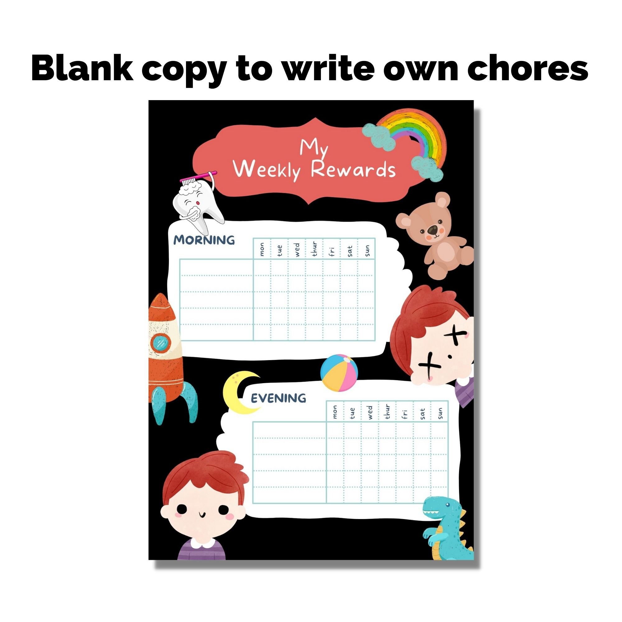 Printable Boys Reward Chart Reward Charts for Children With Autism ...