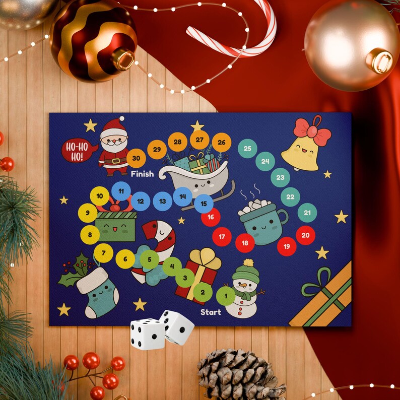 Printable Christmas Games, Color in Christmas Game, Festive Holiday ...