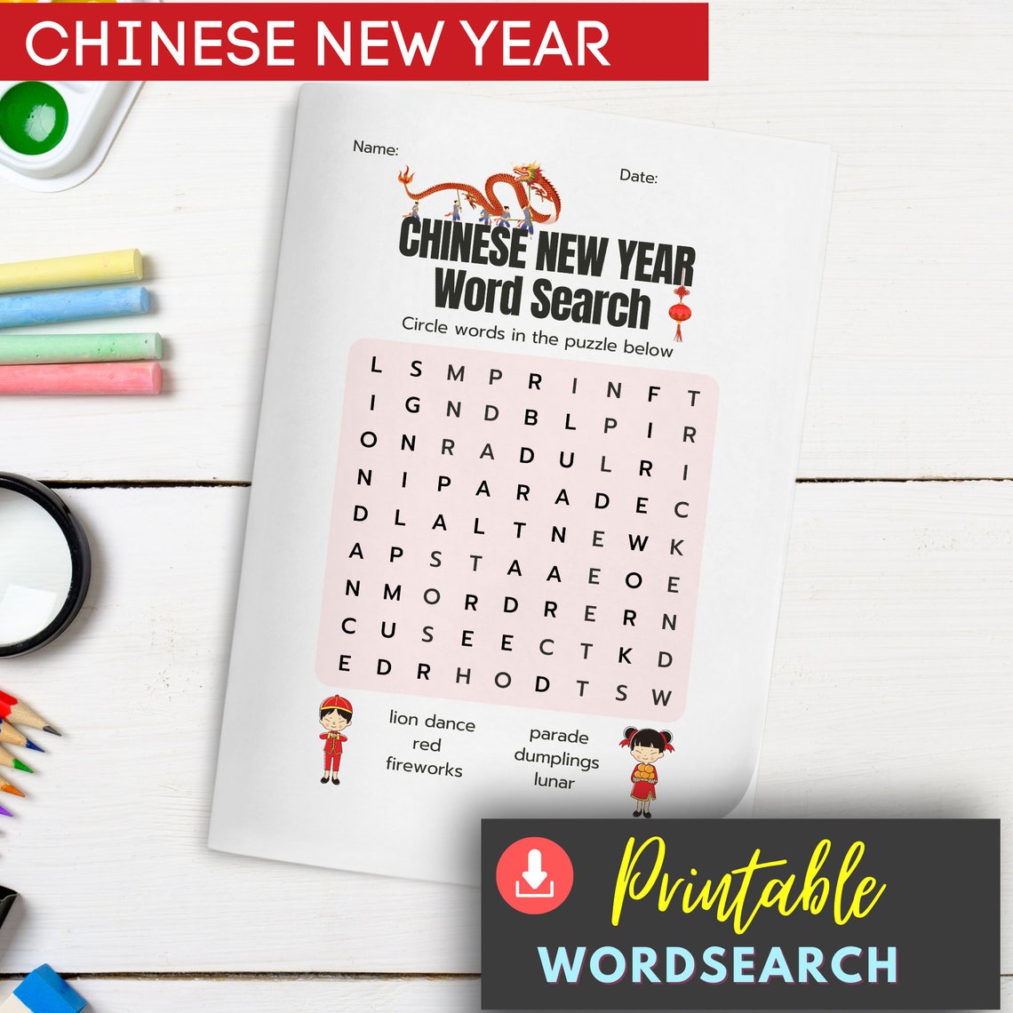 Printable Chinese New Year Worksheet, Chinese New Year Word Search ...
