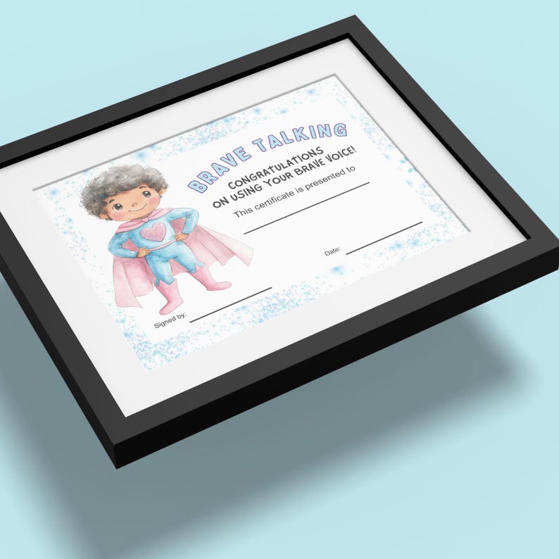 Printable Brave Talking Certificate - Selective Mutism - Child ...