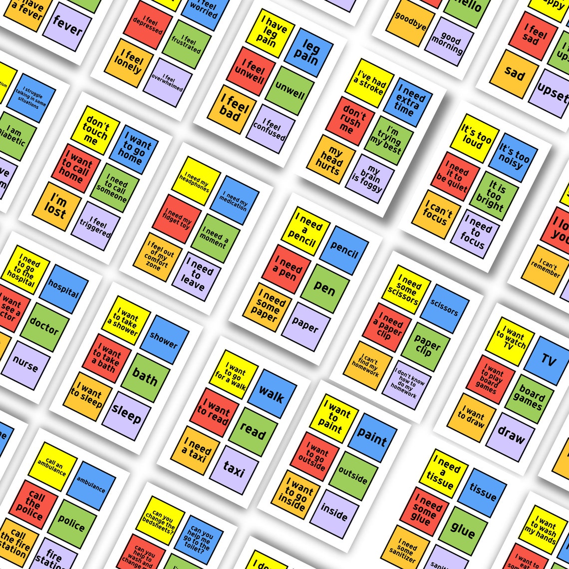 204 Printable Communication Cards for Non-verbal Adults, Autism ...