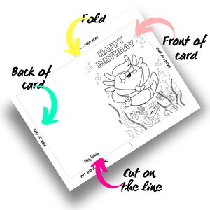 Printable Axolotl BIRTHDAY CARD, Coloring DIY Birthday Card, Instant ...