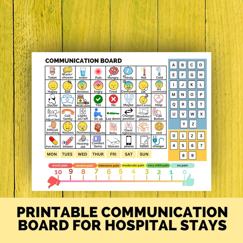 Printable Communication Board for Non-verbal Patients in Healthcare ...