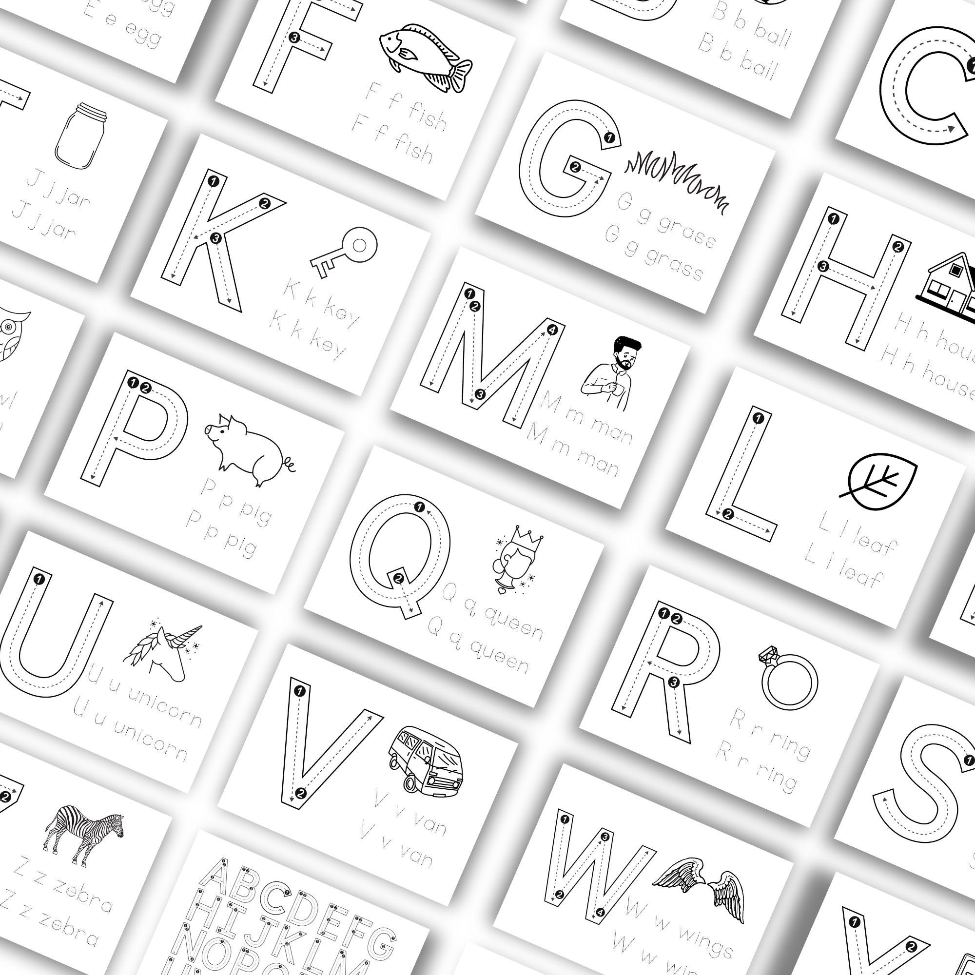 ALPHABET Tracing Worksheets, Fine Motor Development, Letter Formation ...