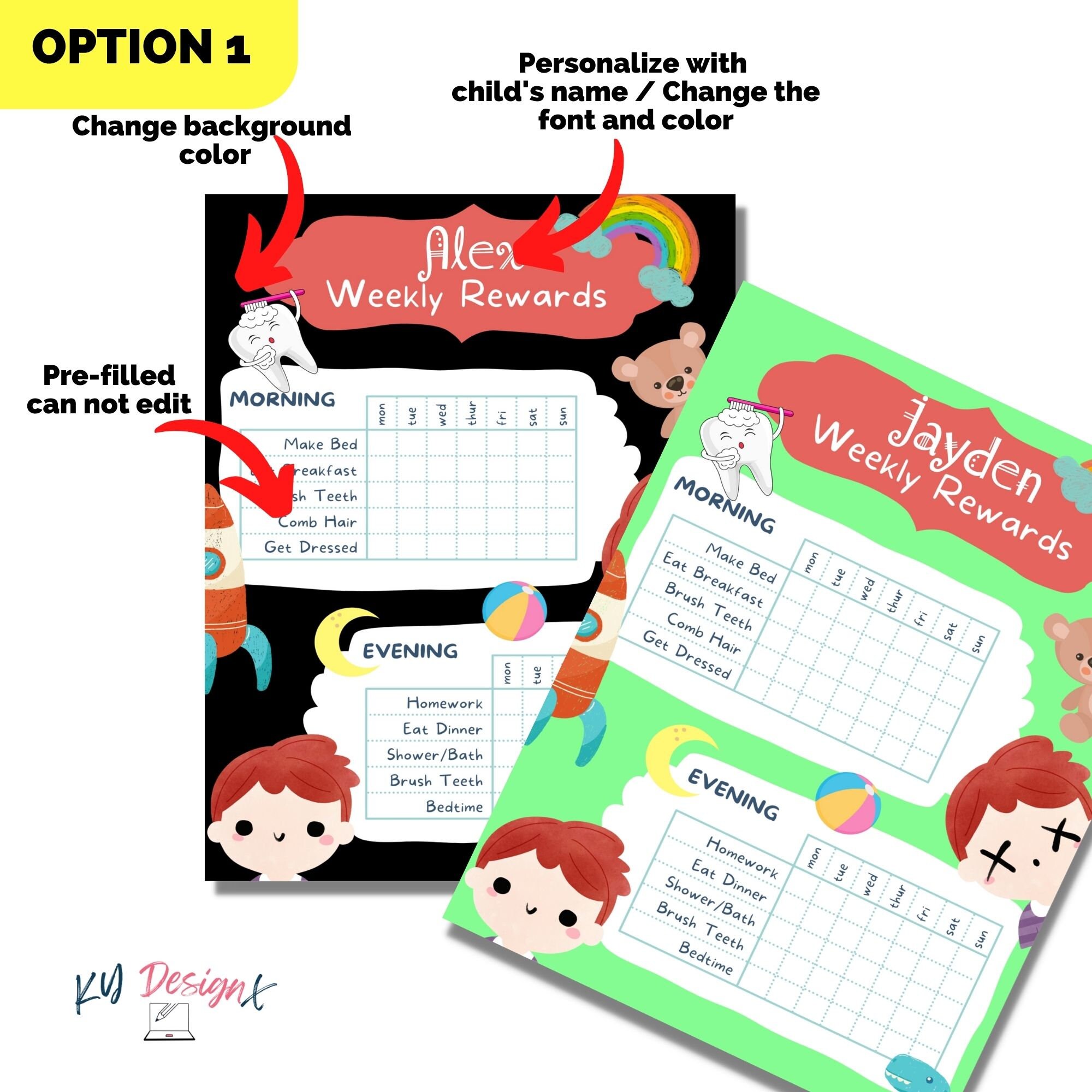 Printable Personalize Boys Reward Chart With Your Childs Name, Corjl ...