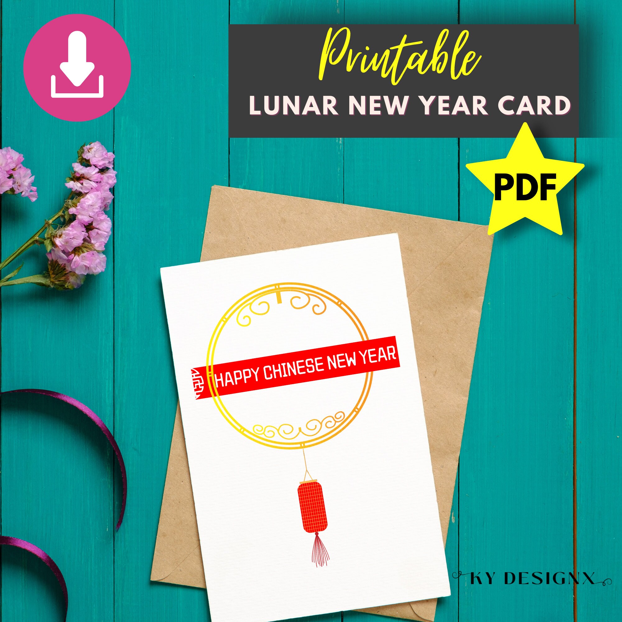 Printable Happy Chinese New Year Greetings Card, Lunar Year Printable ...