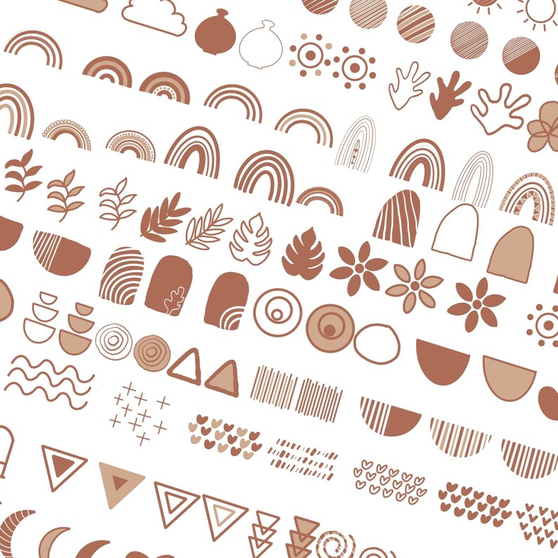 Brown BOHO Hand-drawn Clipart / Boho Clipart for Planner Pages and ...