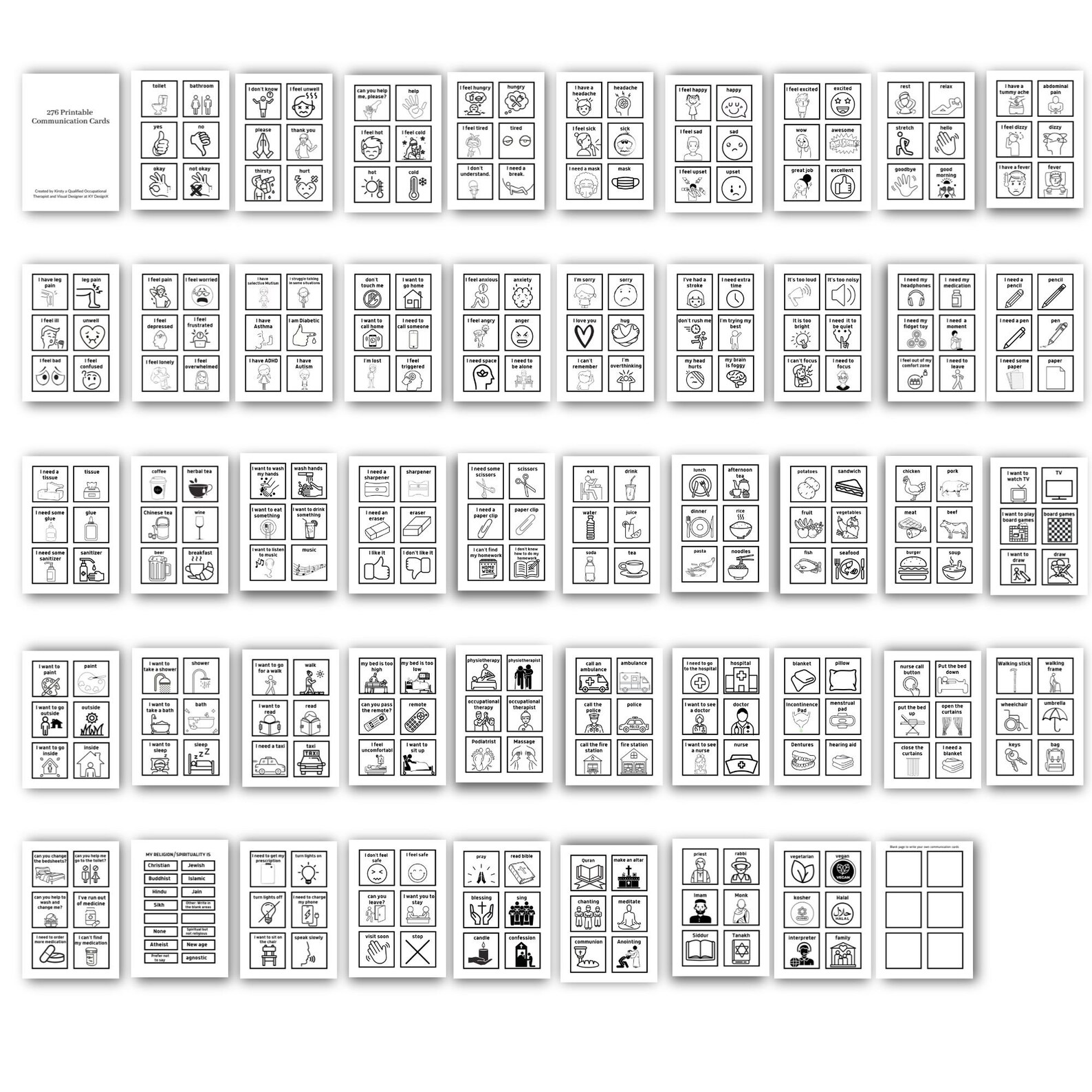 276 Printable Communication Cards INC. Religion/spiritual Cards - Non ...