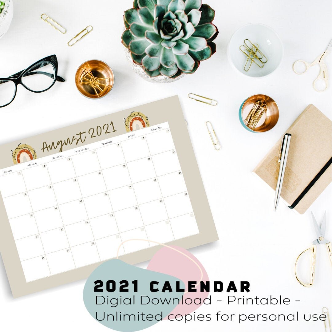 Rainbow boho CALENDAR2021 boho planner Monthly12 month | Etsy