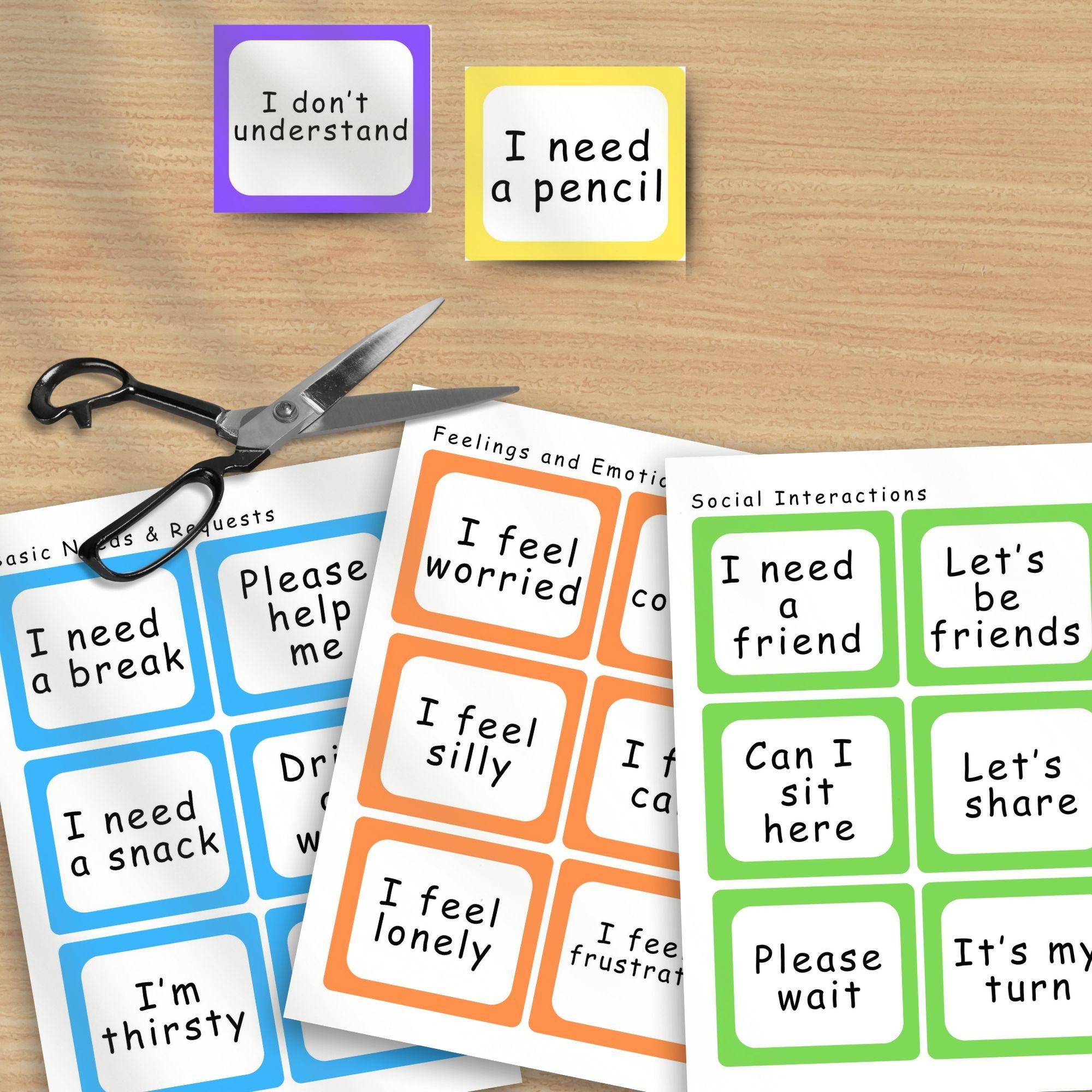 Printable Color Coded Communication Cards for Kids / Teens, School ...