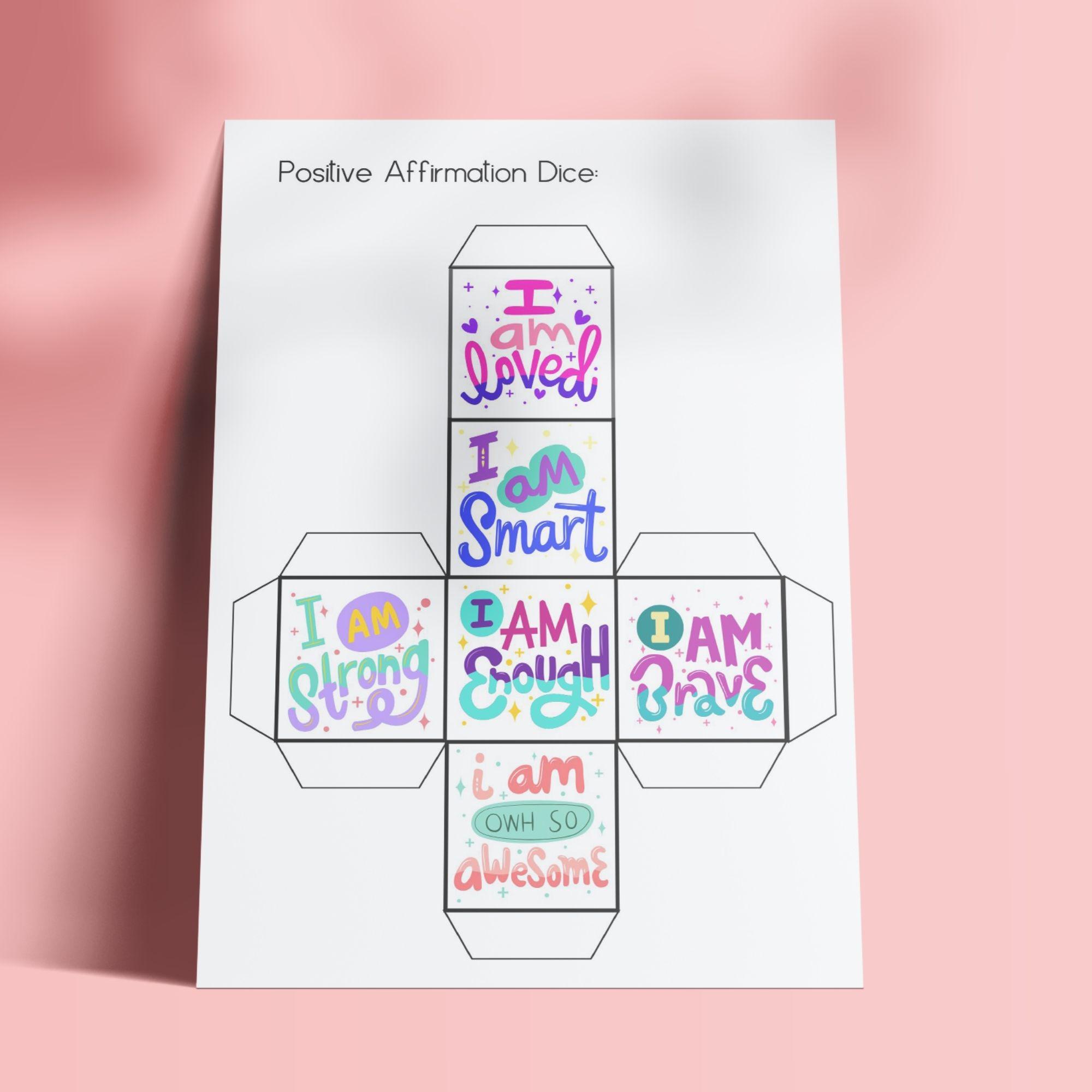 Printable Positive Affirmations Dice, Kids and Adults, Growth Mindset ...
