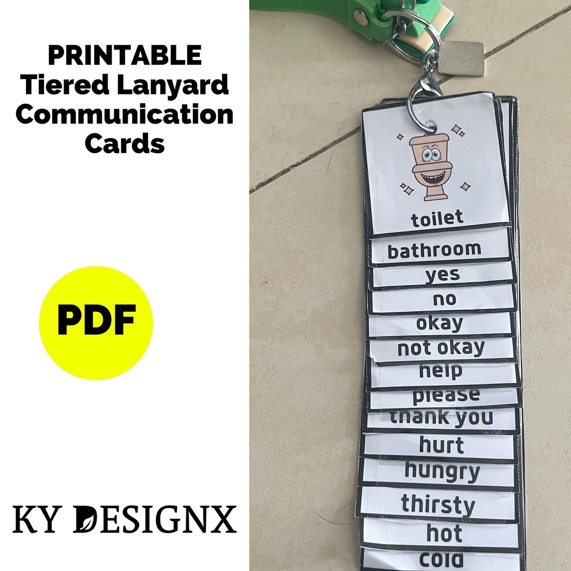 Printable Tiered Communication Cards Lanyard for Non-verbal, Autism ...