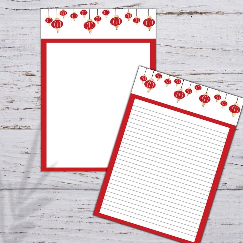 Printable Chinese Stationary Paper A4, Chinese New Year Printables ...