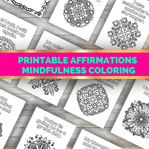 Printable AFFIRMATIONS Mindfulness Coloring Kids - Etsy