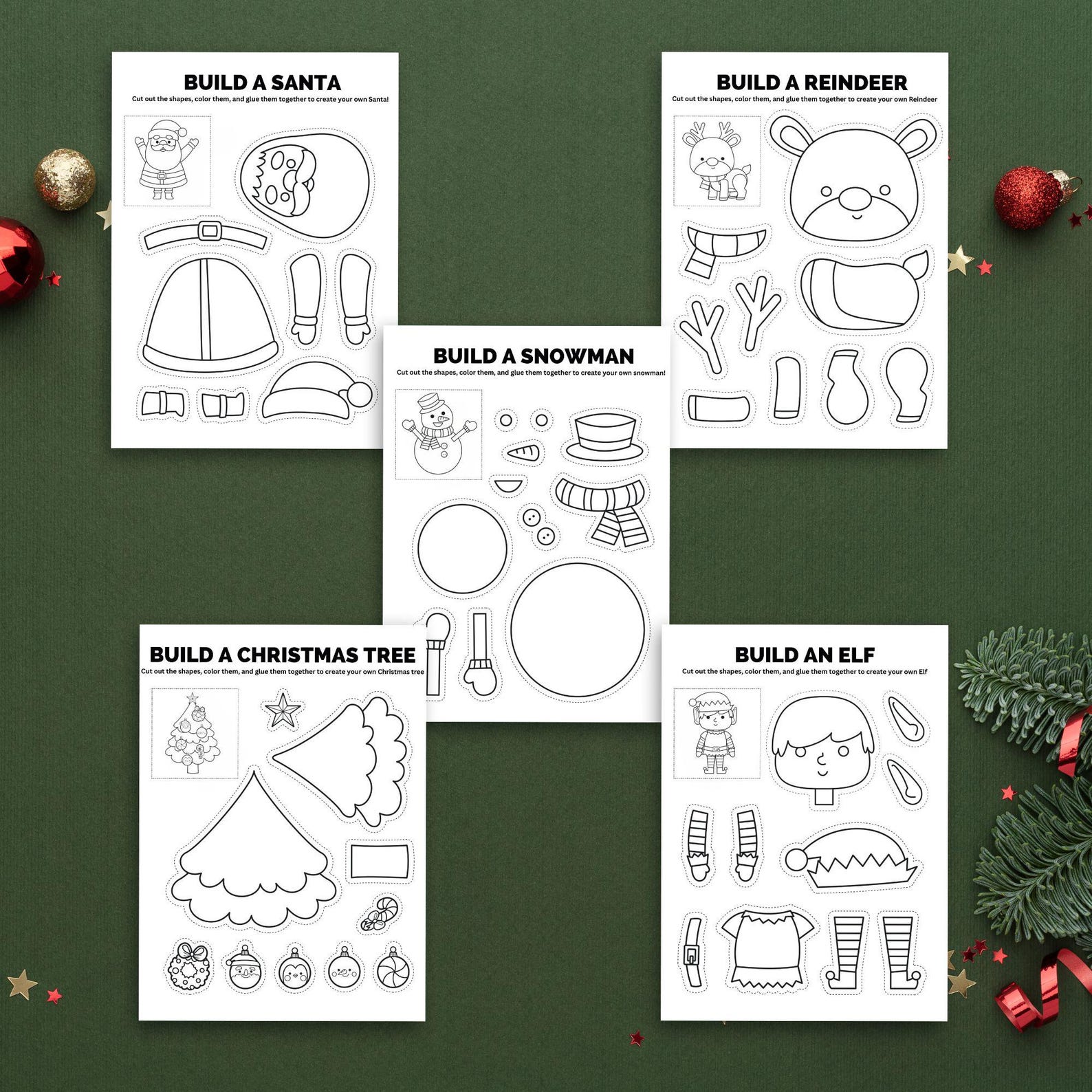 Fun Printable Christmas Activity - Build Your Own Santa, Snowman ...