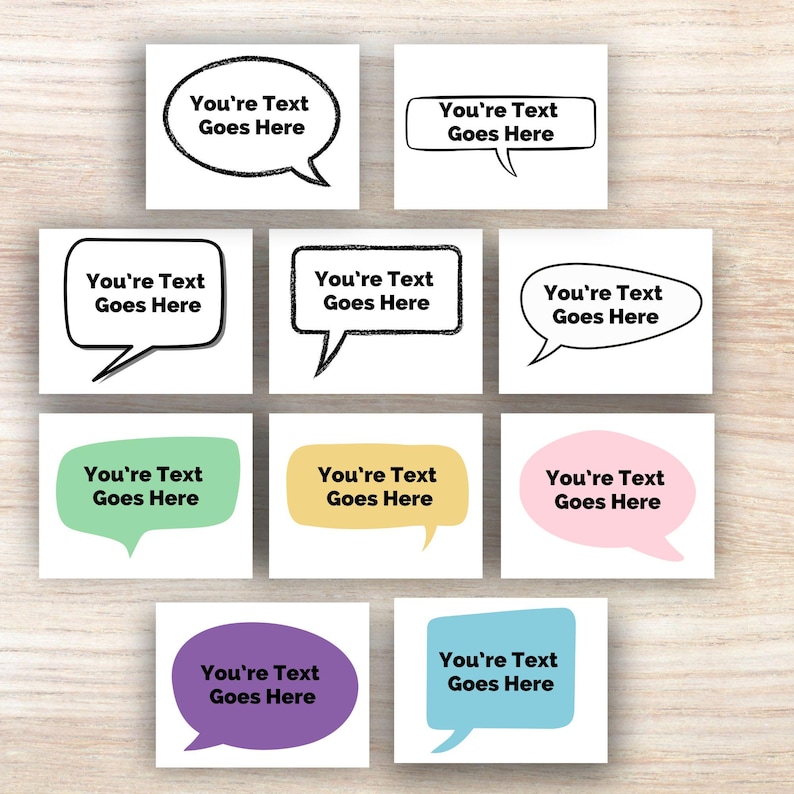 Editable Photo Booth Props, Speech Bubbles, Digital Downloads ...