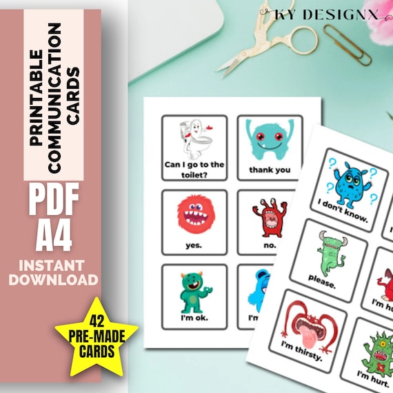 42 Printable Communication Cards for Children and Teens. | Etsy UK
