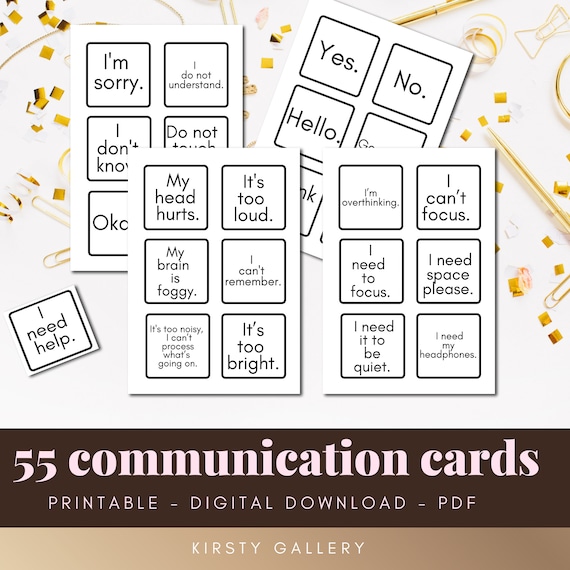 55 Printable communication Cards Children /teens /adults | Etsy