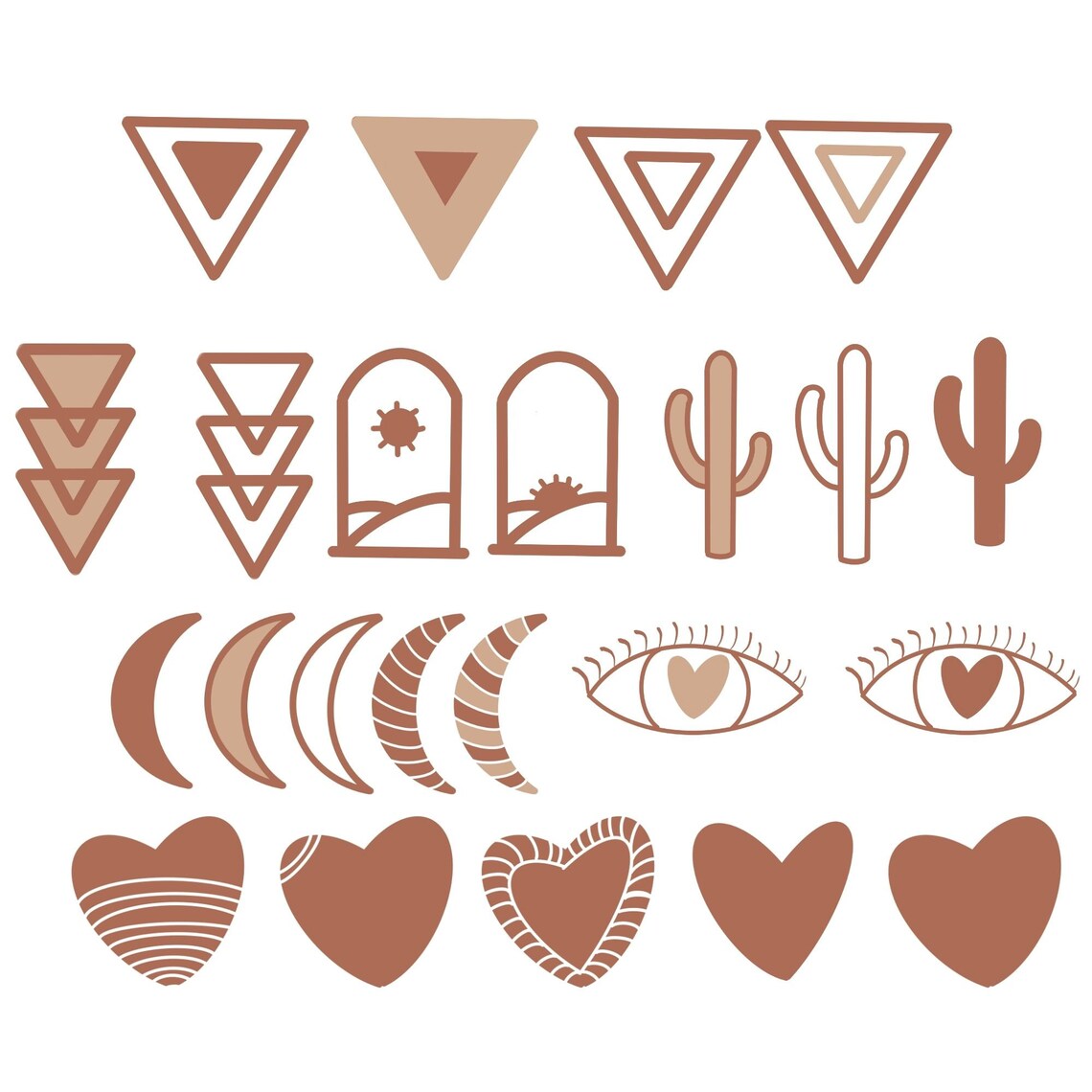 Brown BOHO Hand-drawn Clipart / Boho Clipart for Planner Pages and ...