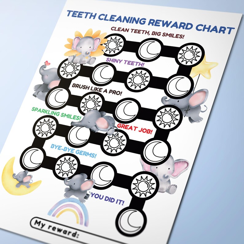 Printable Teeth Cleaning Reward Chart for Kids - Kids Reward System ...