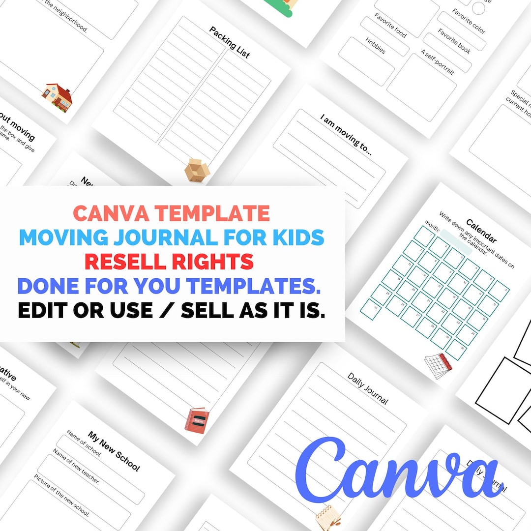 Canva Resell Templates - Moving Journal for Kids / Children -ready Made ...