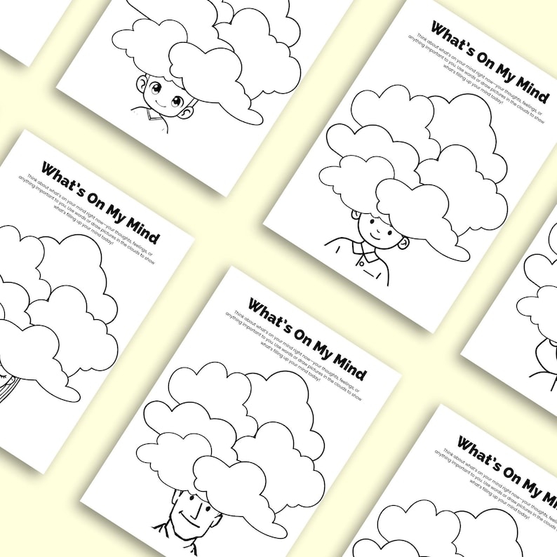 Printable What's on My Mind Worksheets, Art Therapy, Therapeutic Art ...