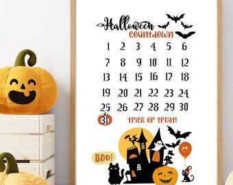 Halloween Countdown Printable Calendar Halloween Printable - Etsy