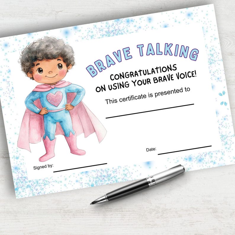 Printable Brave Talking Certificate - Selective Mutism - Child ...