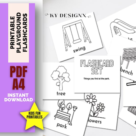Printable Park Flashcards Things at the Park Park Coloring | Etsy