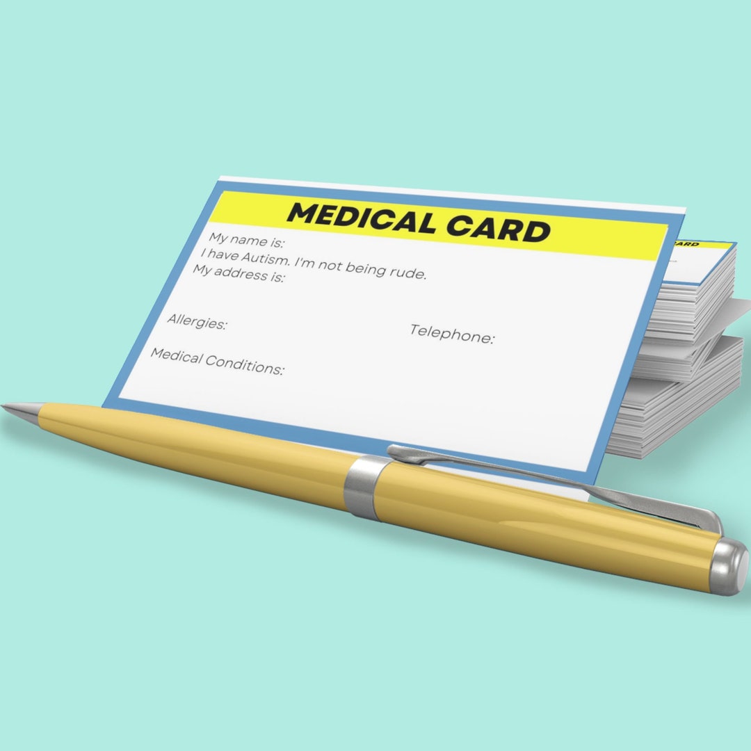 I Have Autism, Autism Awareness Medical ID Card Autism Printable ...