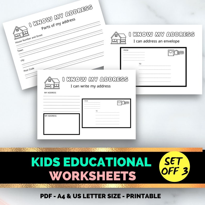 Printable I Know My Address, Address Worksheet, Postcode, Homeschooling ...
