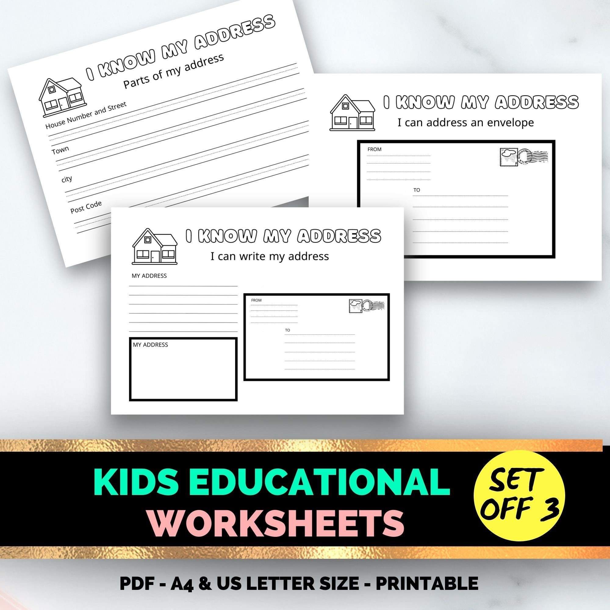 Printable I Know My Address, Address Worksheet, Postcode, Homeschooling ...