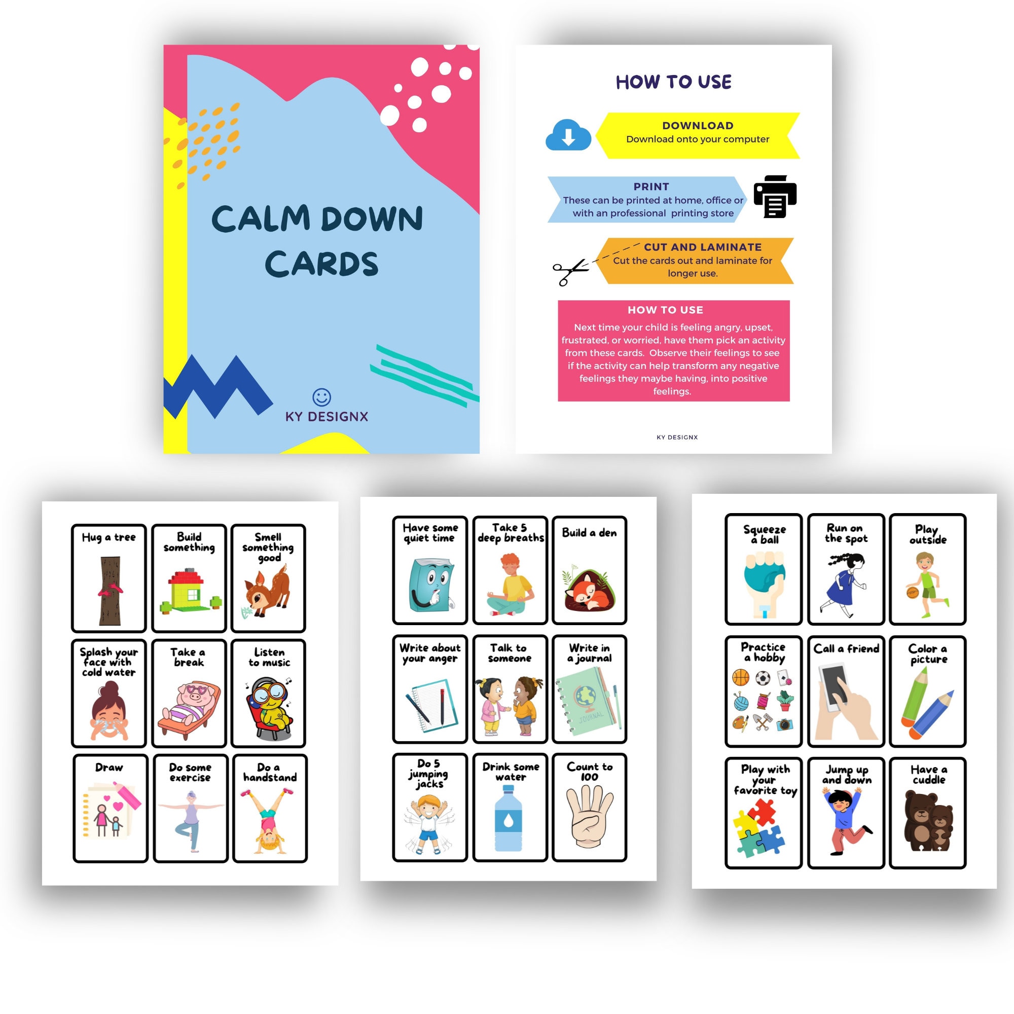 Printable Calm Down Cards, Calming Strategy Cards, Printable Coping ...