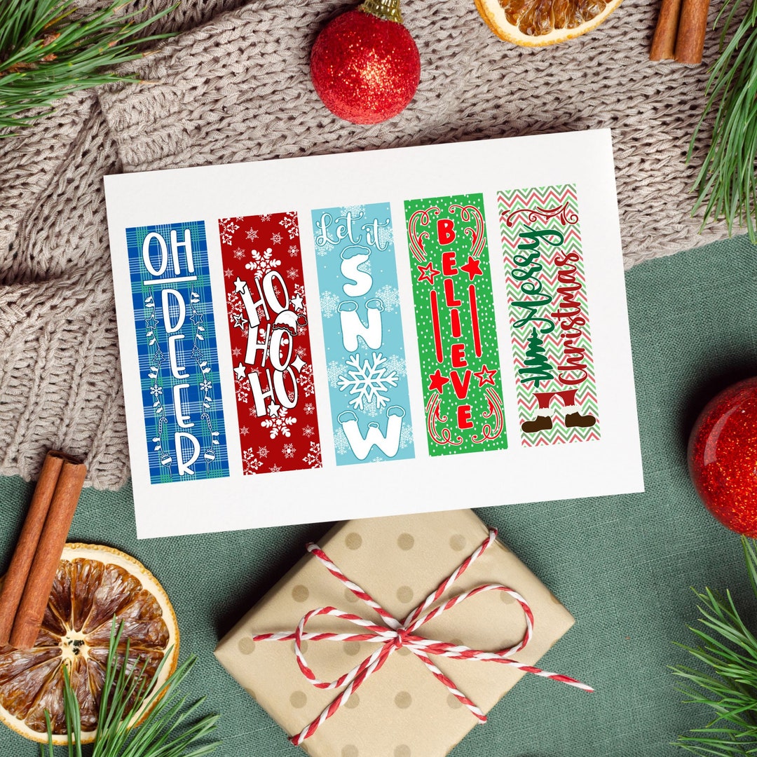 Christmas Printable Bookmarks, Holiday Bookmarks, Festive Bookmarks ...